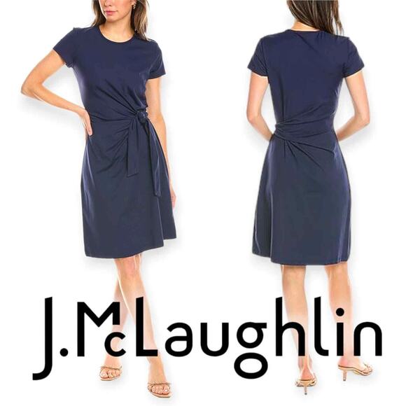 J. McLaughlin | Dresses | Jmclaughlin Navy Elora Bangle Side Tie Wrap Dress Medium | Poshmark